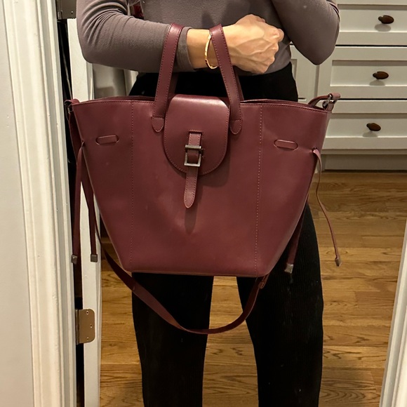 Meli Melo | Bags | Meli Melo Thela Medium Burgundy Leather Tote Bag ...